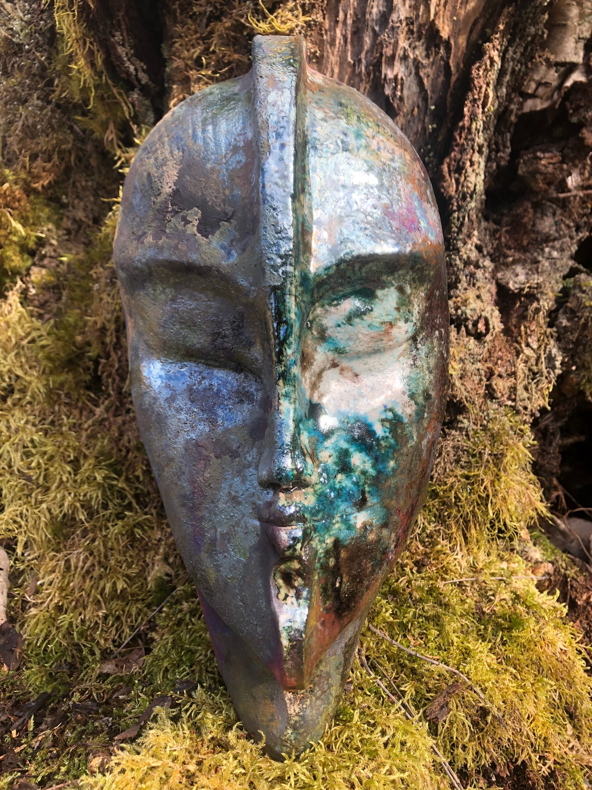Ceramic Raku Mask, Handmade Art From Sweden, Wall Decoration, Home ...