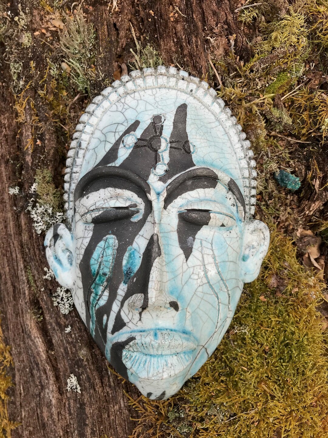 Ceramic Raku Mask Handmade Art From Sweden Wall Decoration - Etsy