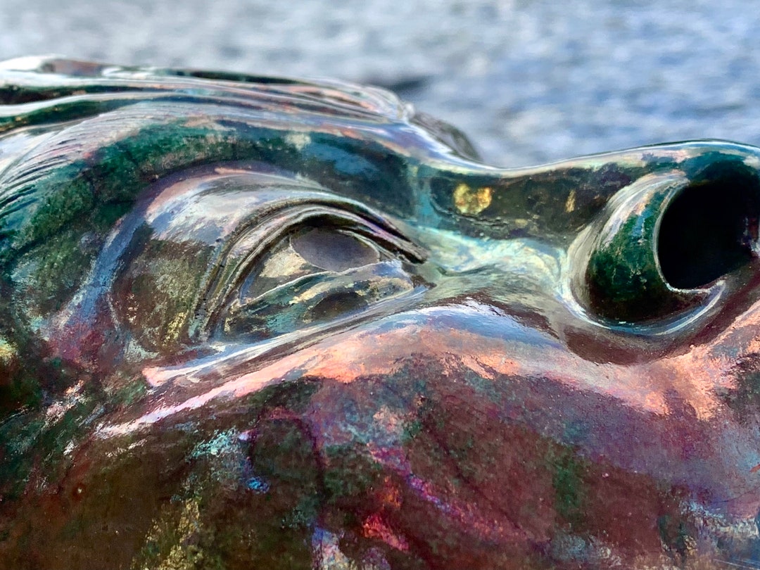 Unique Handmade Raku Mask - Captivating Copper Glaze Finish - Art From ...