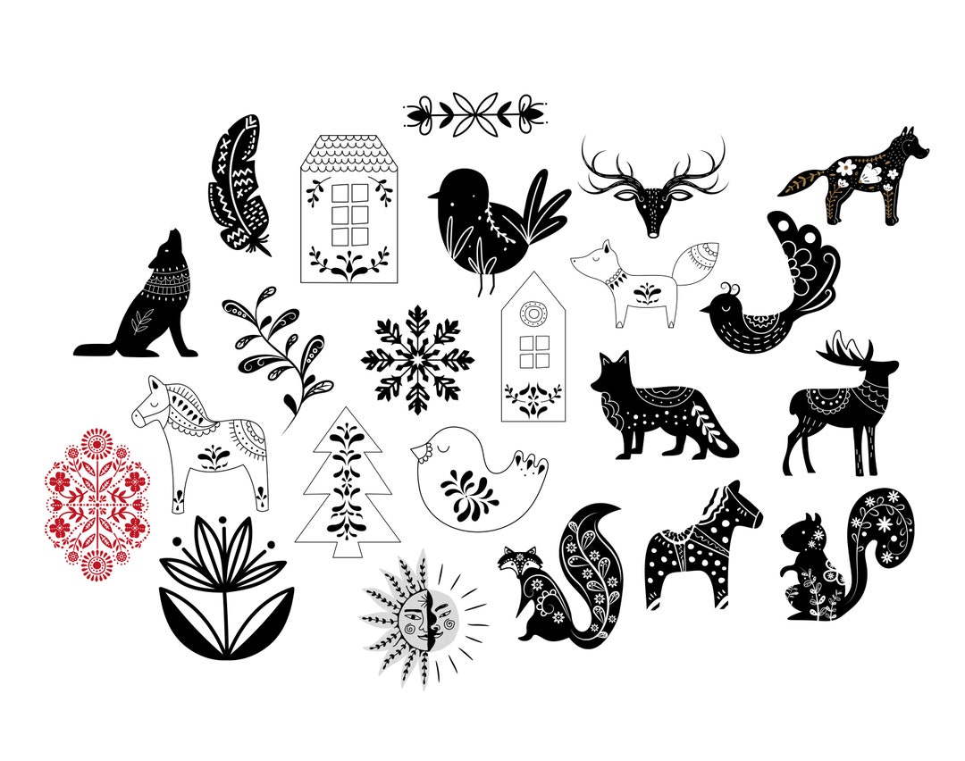 Swedish Scandinavian Bundle SVG File SVG Download File Horse Squirrel ...