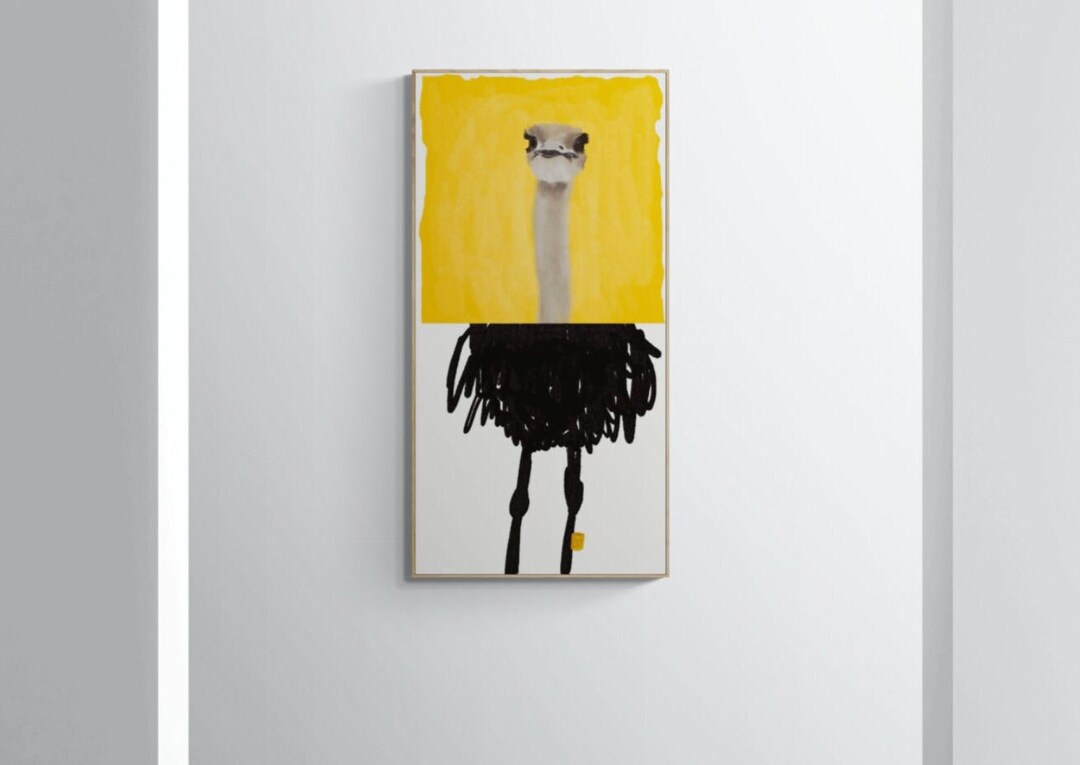 Ostrich Art, Large Wall Art, Large Painting, Maria Lundsten Art, Large ...