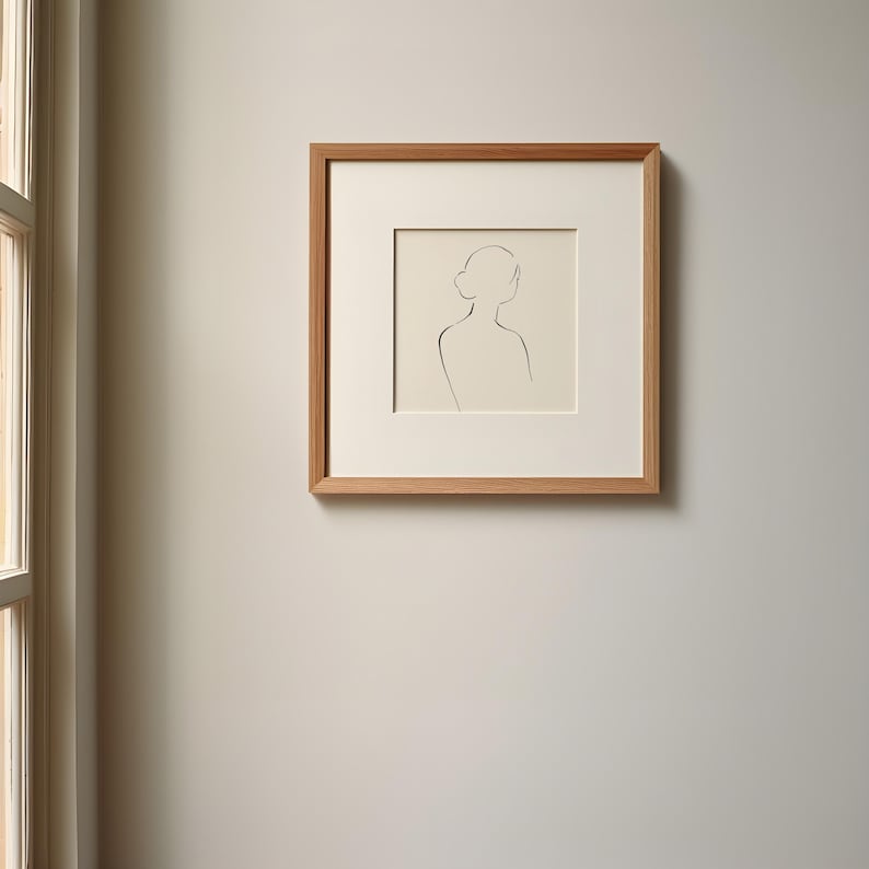 Minimalist Female Line Art Portrait Print | Neutral Modern Wall Art ...
