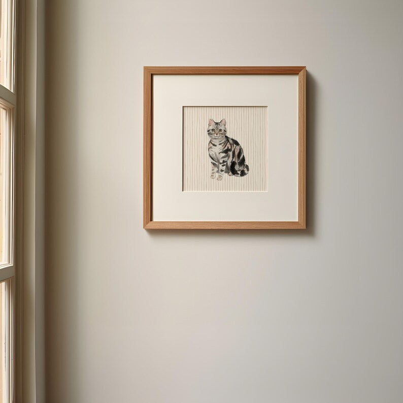 American Shorthair Tabby Cat Artwork | Anthropologie Wall Art | Gift for Cat Lovers ...