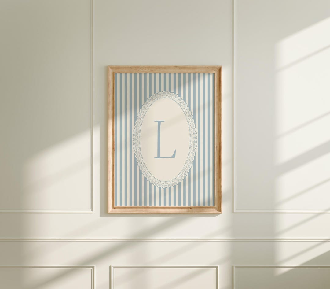Striped Initial Letter L Art Print | Personalized Kids Room or Nursery ...