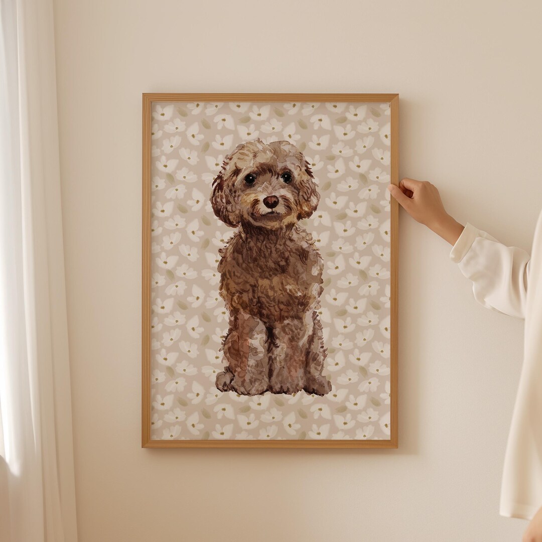 Cockapoo Dog Art Print With Floral Wallpaper | Anthropologie + Studio ...