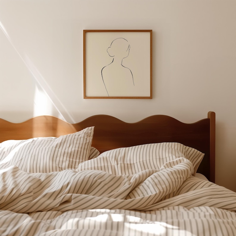 Minimalist Female Line Art Portrait Print | Neutral Modern Wall Art ...