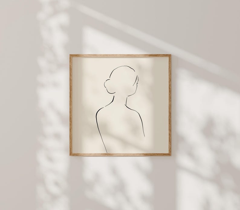 Minimalist Female Line Art Portrait Print | Neutral Modern Wall Art ...