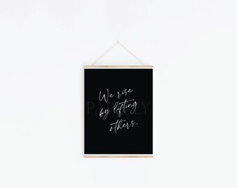 Printable Wall Art, We Rise by Lifting Others Mint, Hot Air Balloon ...