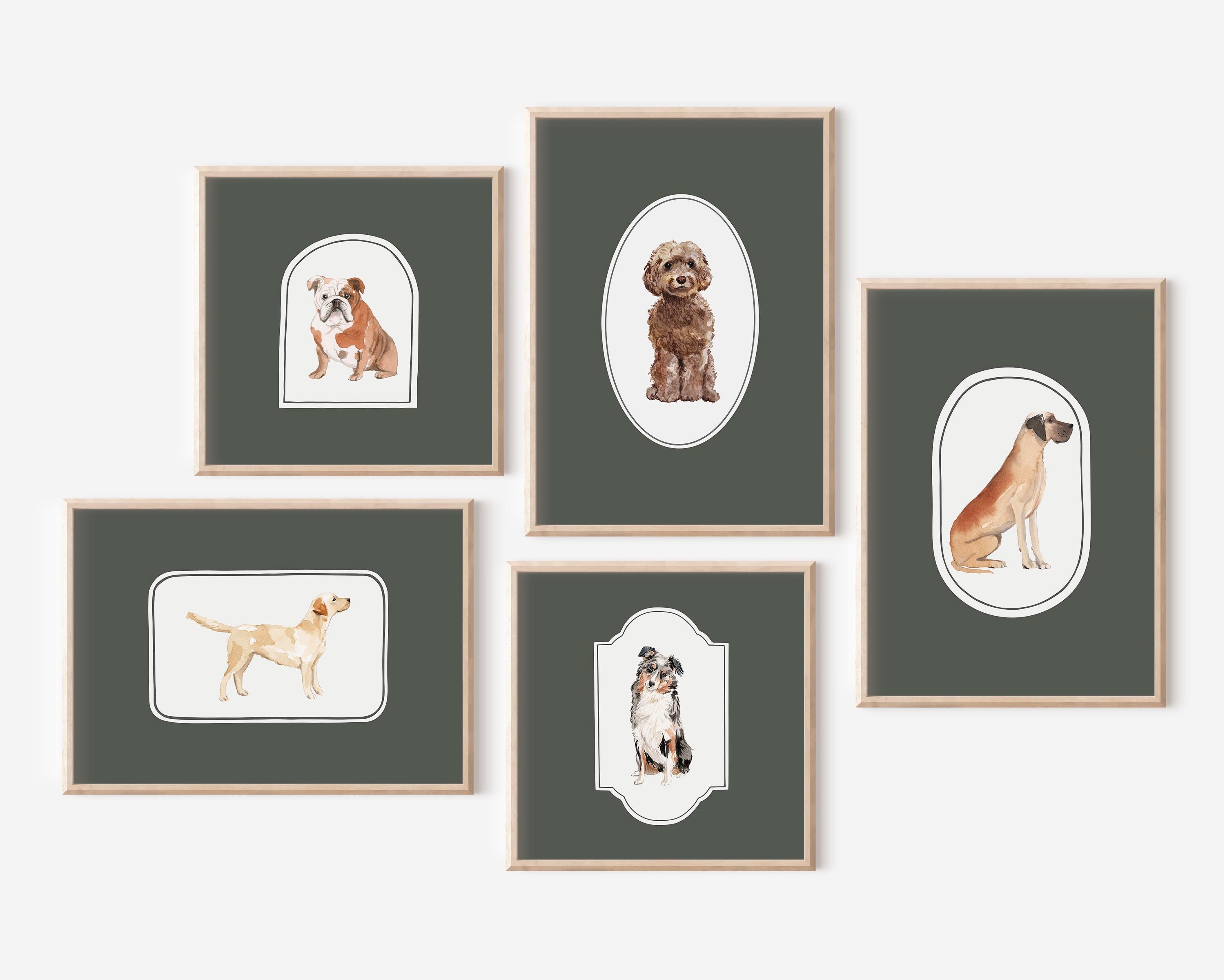 Dog Gallery Wall | Neutral Vintage Style Nursery Kids Living Room Art ...