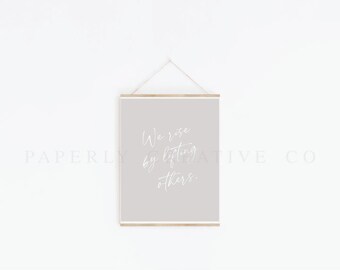 Printable Wall Art, We Rise by Lifting Others Mint, Hot Air Balloon ...