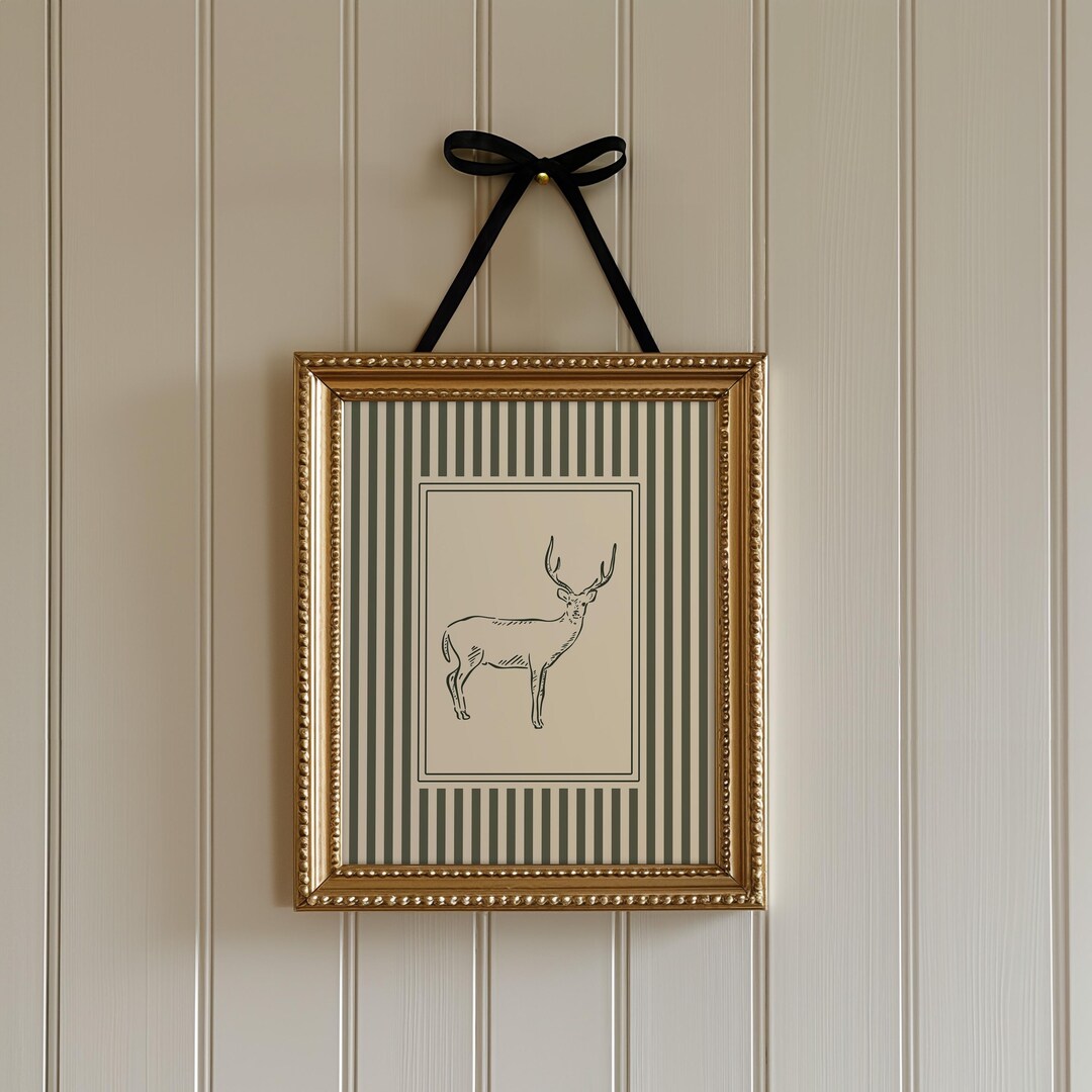 Minimal Deer Art Print | Neutral Woodland Christmas Decor | Classic ...