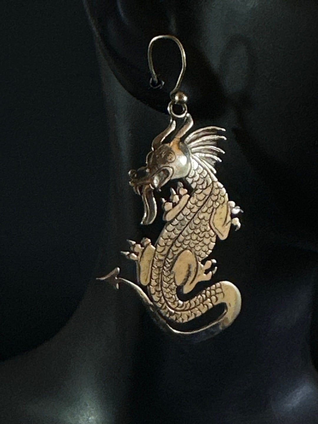 14K Gold Dragon Earrings - Etsy