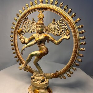 Antique Nataraja Statue in Brass – Dancing Shiva Within Cosmic Flame ...
