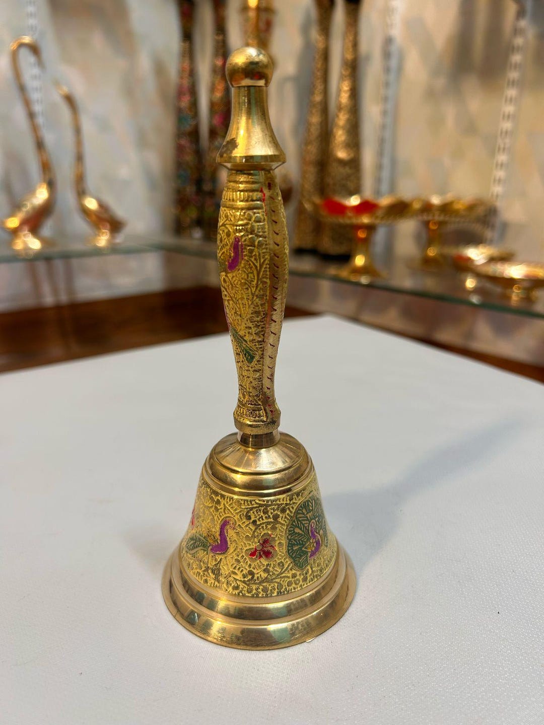 Handcrafted Brass Pooja Bell With Floral Meenakari – Hindu Temple ...