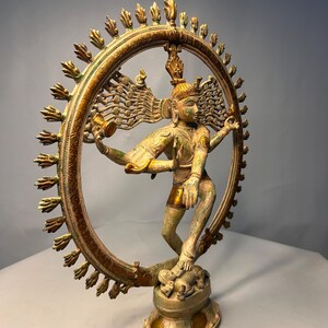 Antique Nataraja Statue in Brass – Dancing Shiva Within Cosmic Flame ...
