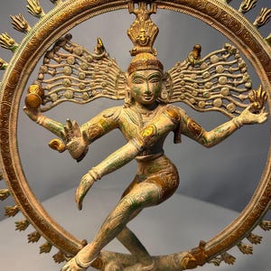 Antique Nataraja Statue in Brass – Dancing Shiva Within Cosmic Flame ...