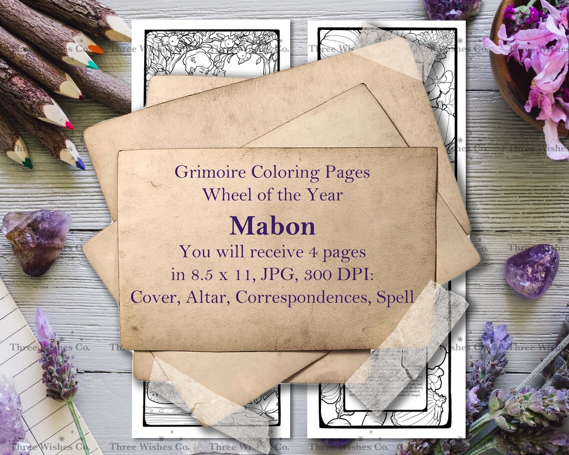 Mabon Coloring Page Sabbat Wheel of the Year Coloring | Etsy