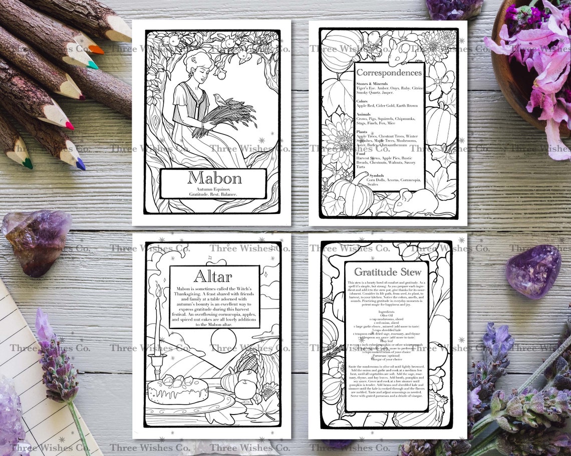 Mabon Coloring Page Sabbat Wheel of the Year Coloring - Etsy UK