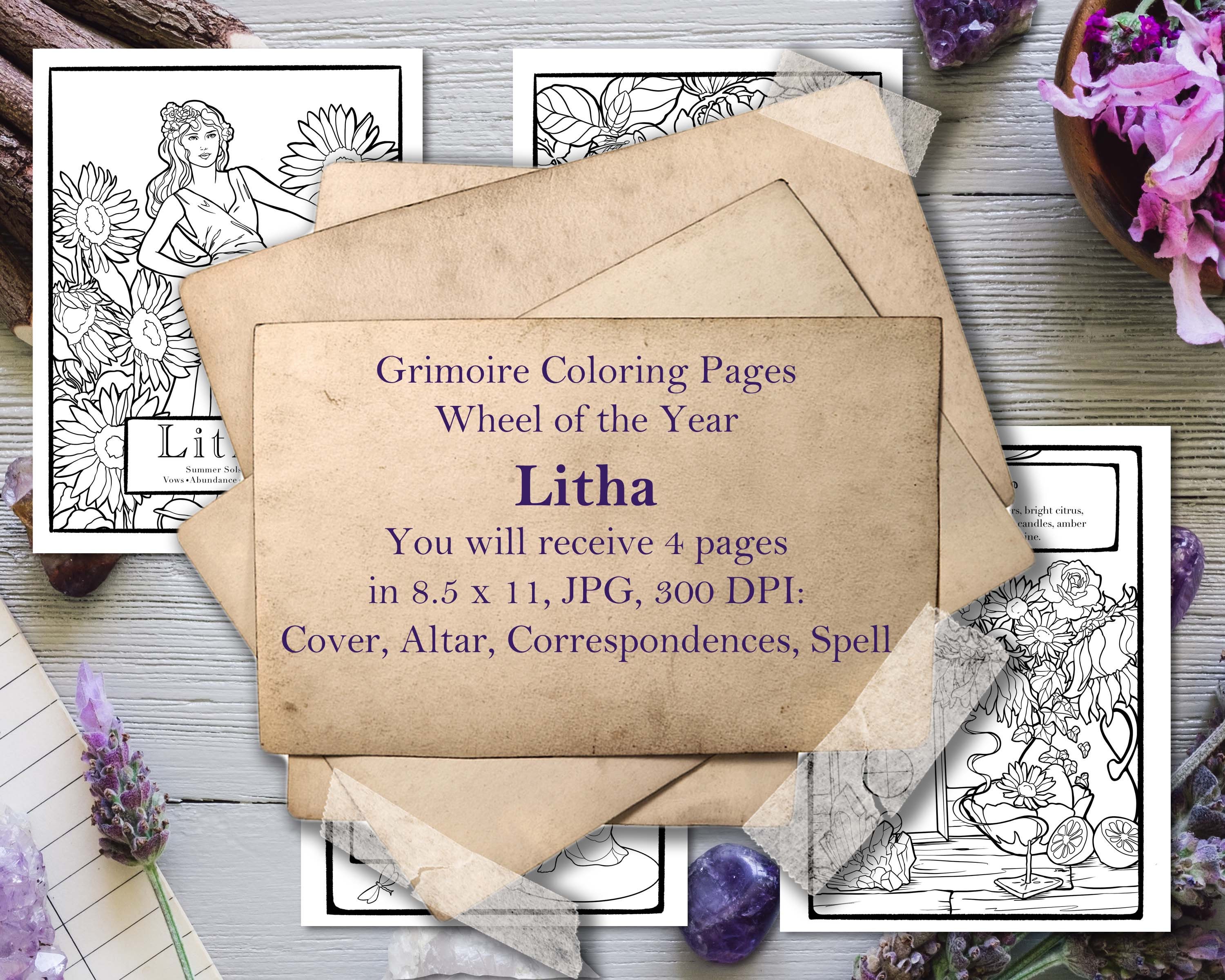 Litha Sabbat Wheel of the Year Coloring Pages Book of | Etsy