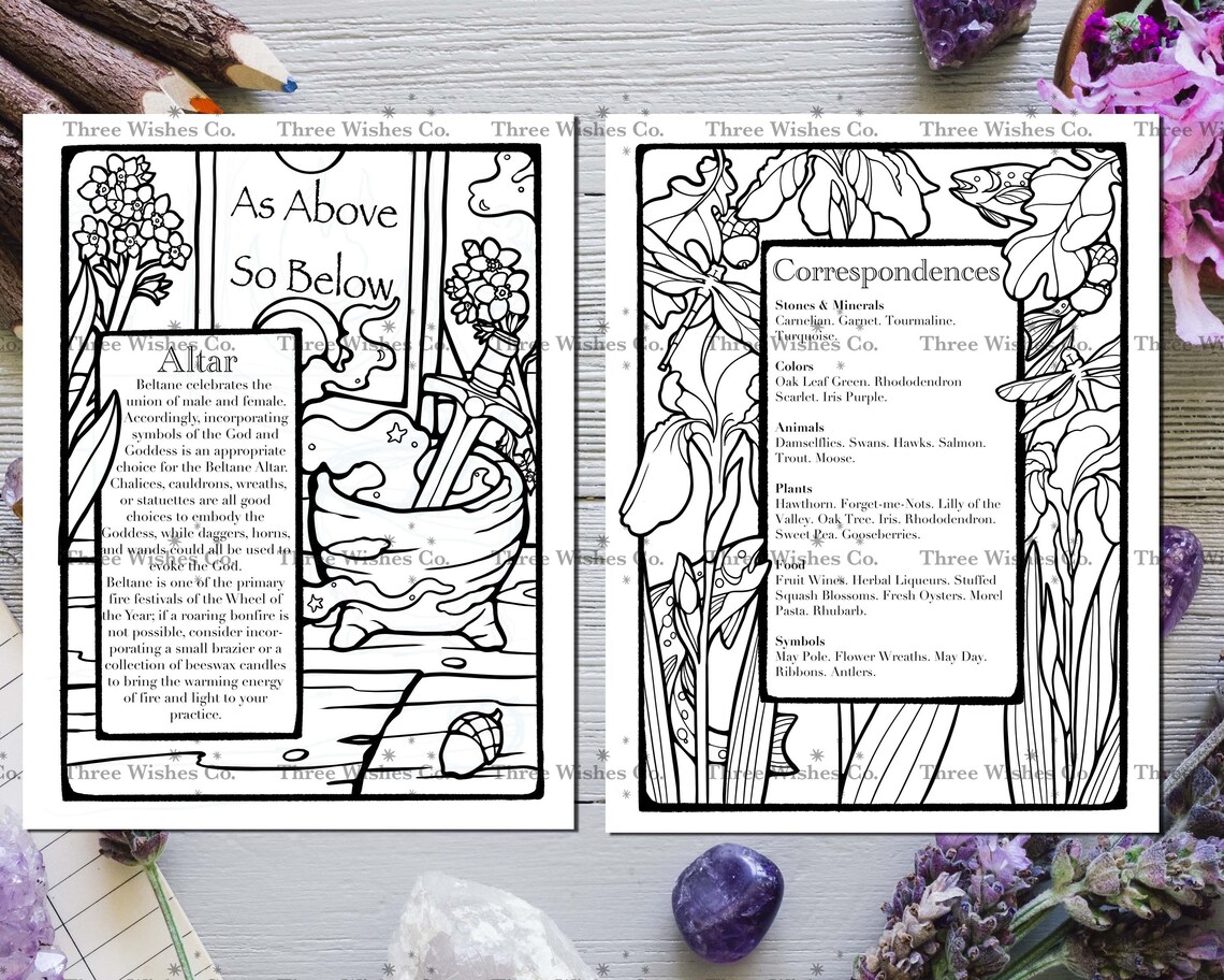 Beltane Coloring Page, May Day, Sabbath, Wheel of the Year, Coloring ...