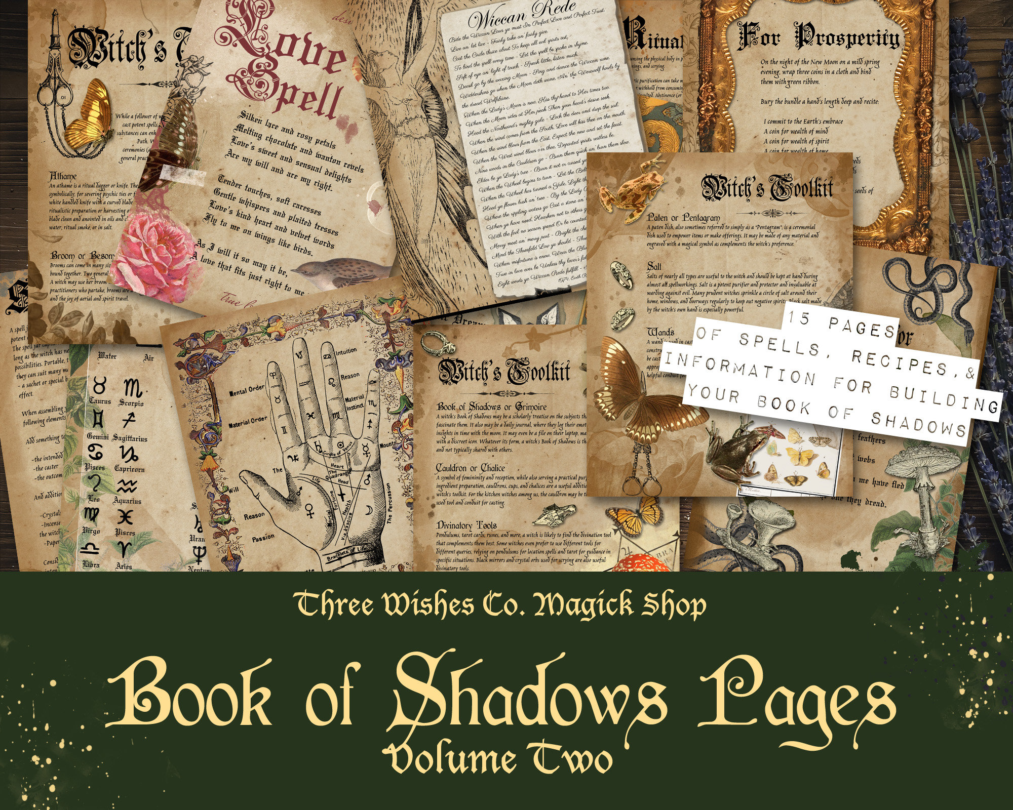 Book of Shadows Pages, Vol Two, Grimoire, Witch Ideas, Spell Book ...