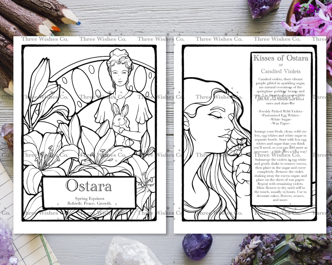 Ostara Coloring Page, Spring Equinox, Sabbat, Wheel of the Year ...