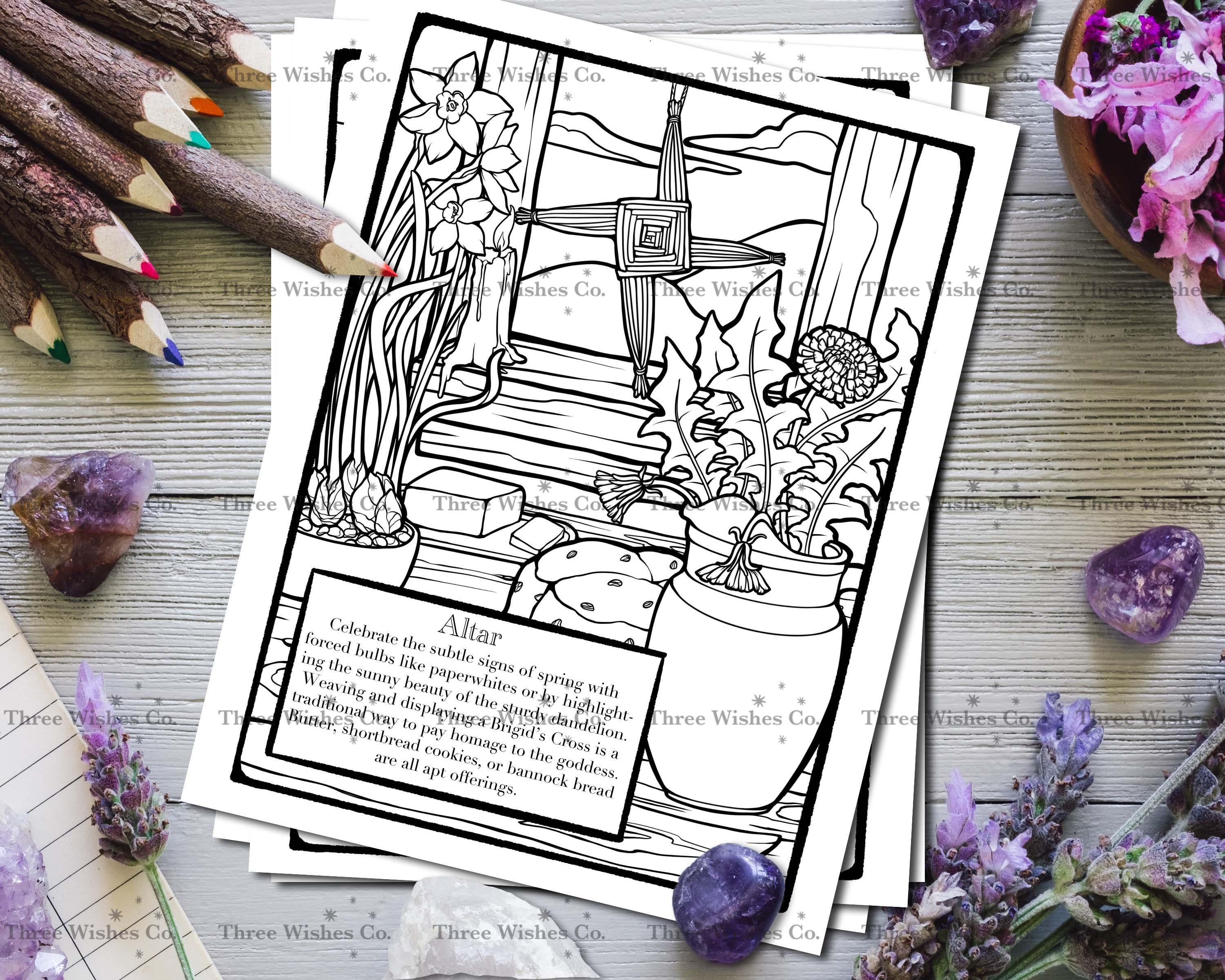 Imbolc Coloring Page Candlemas Sabbat Wheel of the Year | Etsy