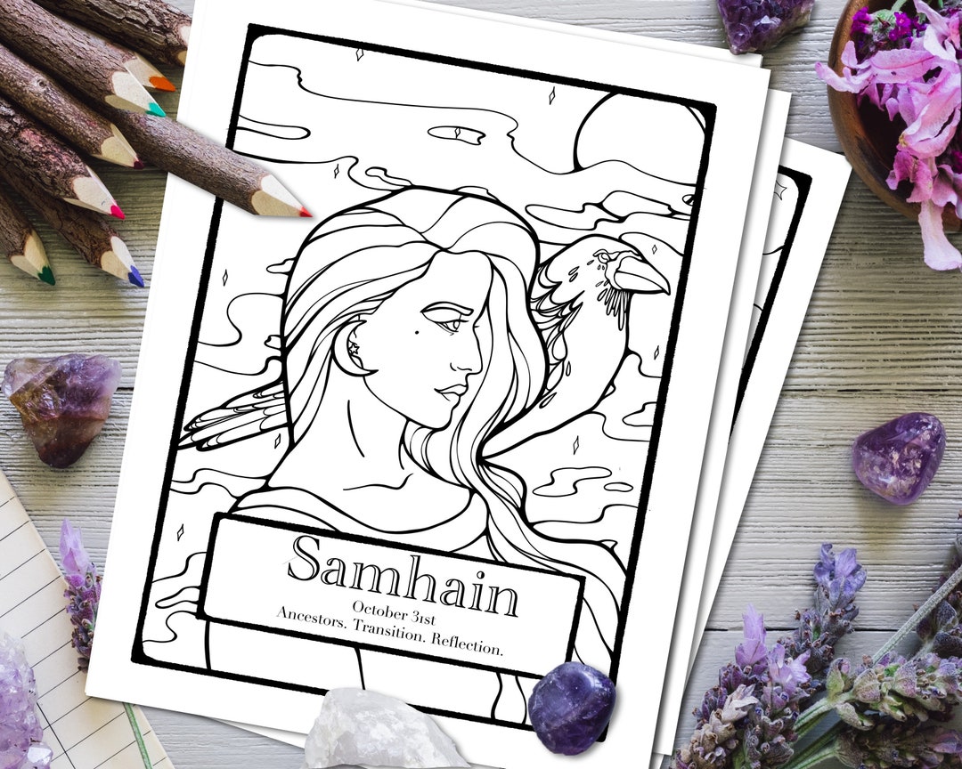 Samhain Coloring Page, Sabbat, Wheel of the Year, Coloring Pages, Book ...