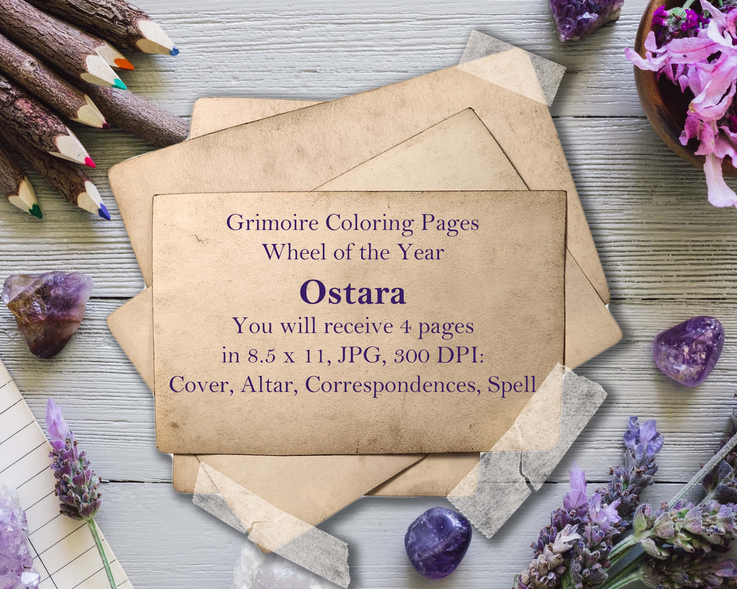 Ostara Coloring Page, Spring Equinox, Sabbat, Wheel of the Year ...