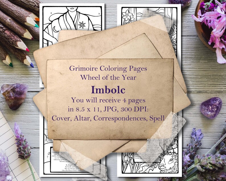 Imbolc Coloring Page Candlemas Sabbat Wheel of the Year | Etsy