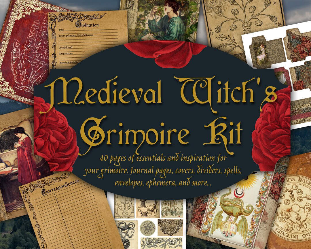 Book of Shadows Kit, Scrapbook, Witch Collage, Spell Book, Wicca, Pagan ...