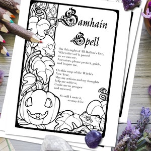 Samhain Coloring Page, Sabbat, Wheel of the Year, Coloring Pages, Book ...