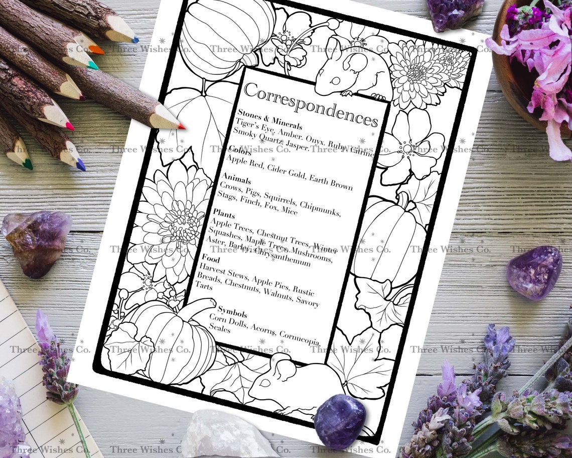 Mabon Coloring Page Sabbat Wheel of the Year Coloring | Etsy