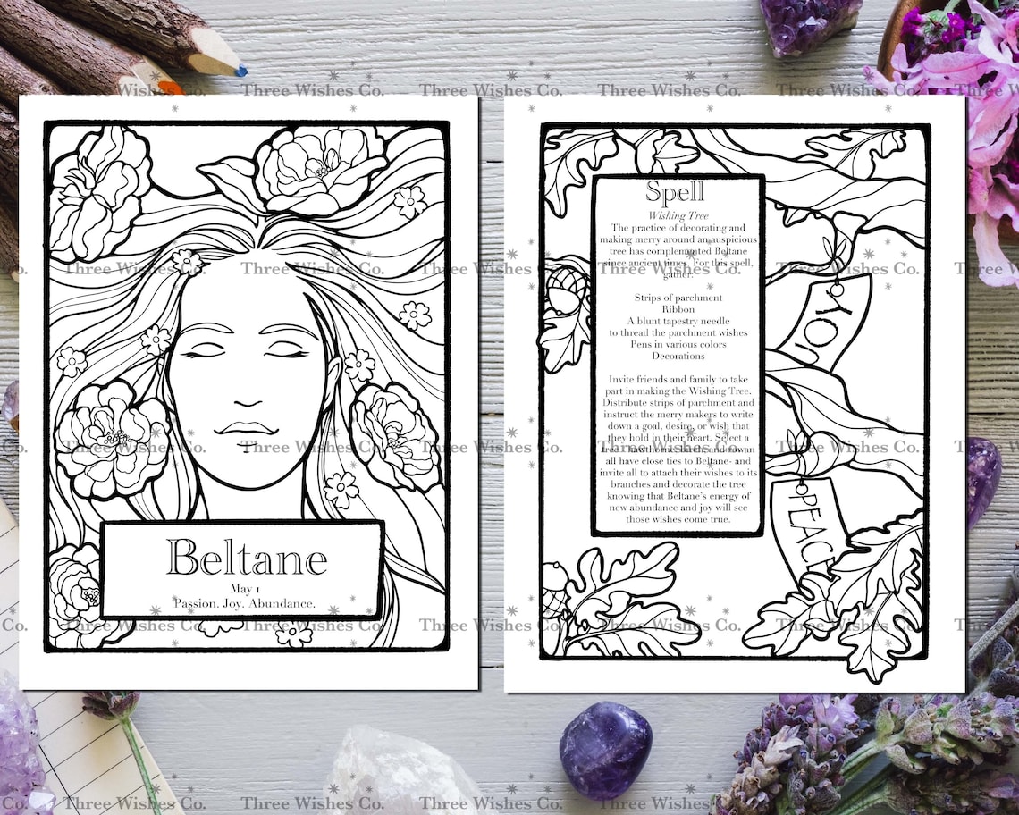 Beltane Coloring Page, May Day, Sabbath, Wheel of the Year, Coloring ...