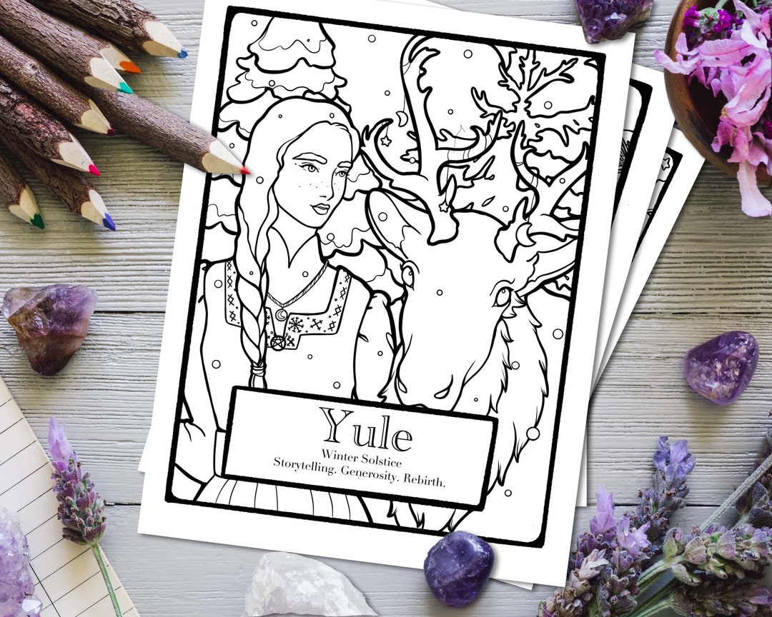 Yule Coloring Page, Winter Solstice, Sabbat, Wheel of the Year ...