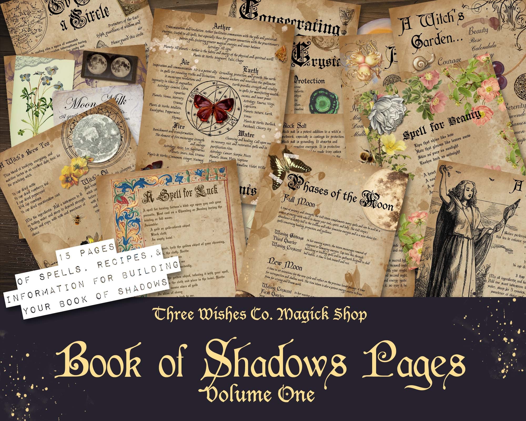 Digital Download Witches Book Of Shadows Book Of Spells Junk Journal Kit Over 20 Files Digital 