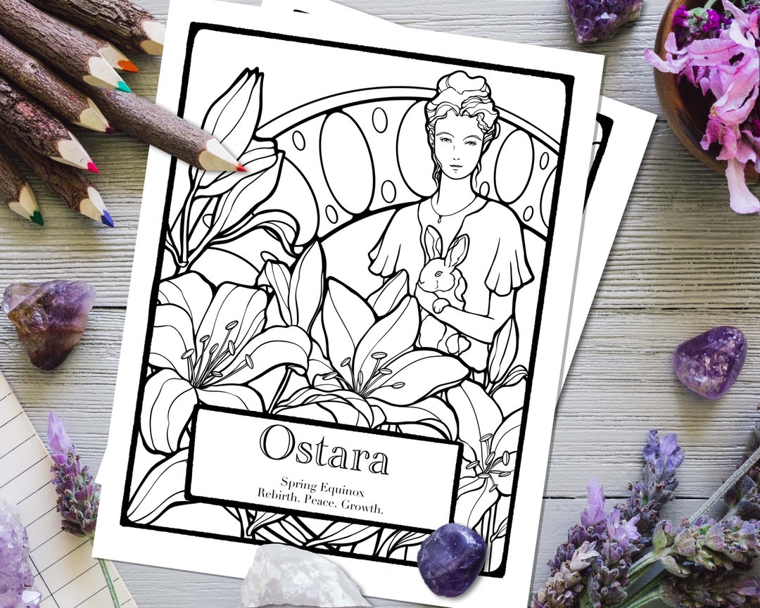 Ostara Coloring Page, Spring Equinox, Sabbat, Wheel of the Year ...