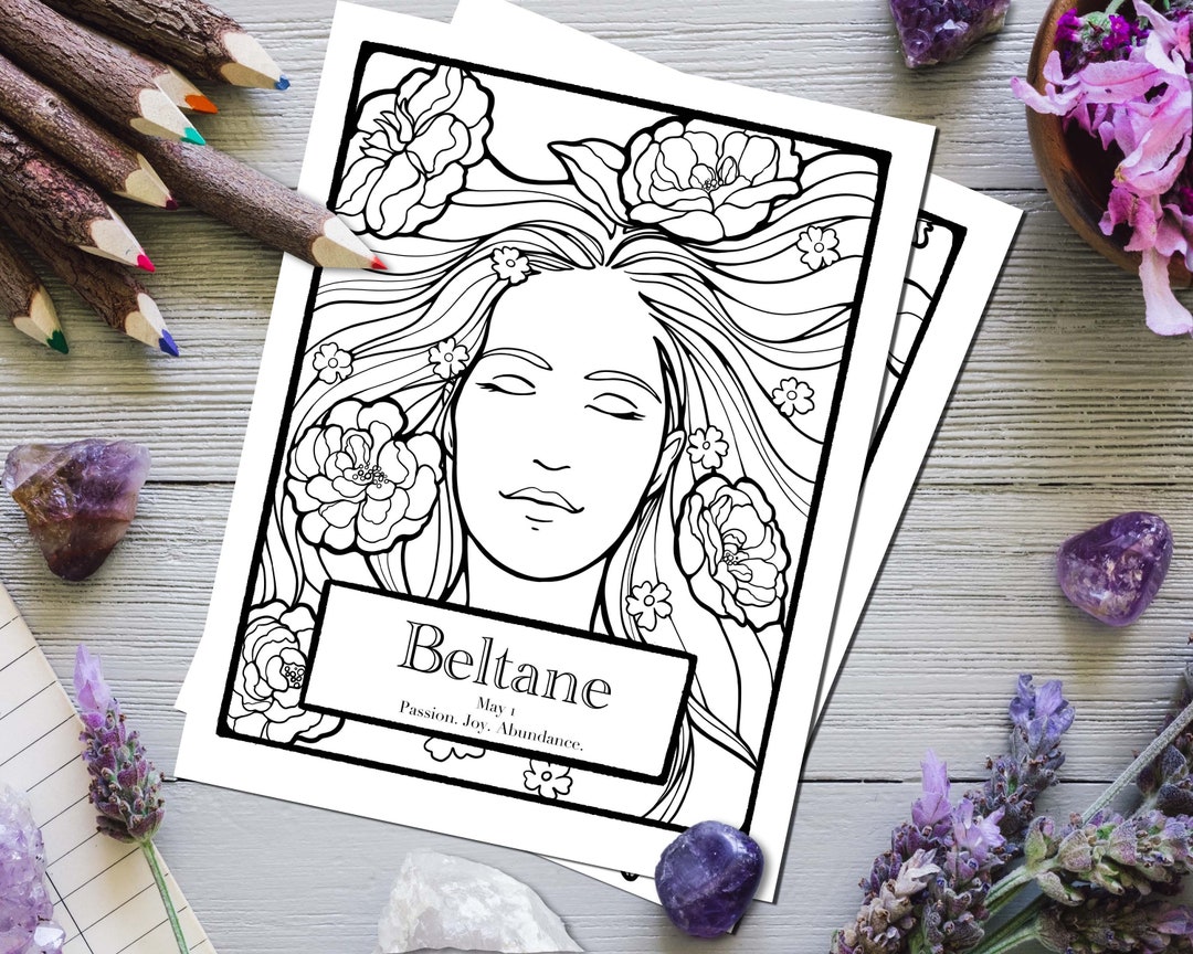 Beltane Coloring Page, May Day, Sabbath, Wheel of the Year, Coloring ...