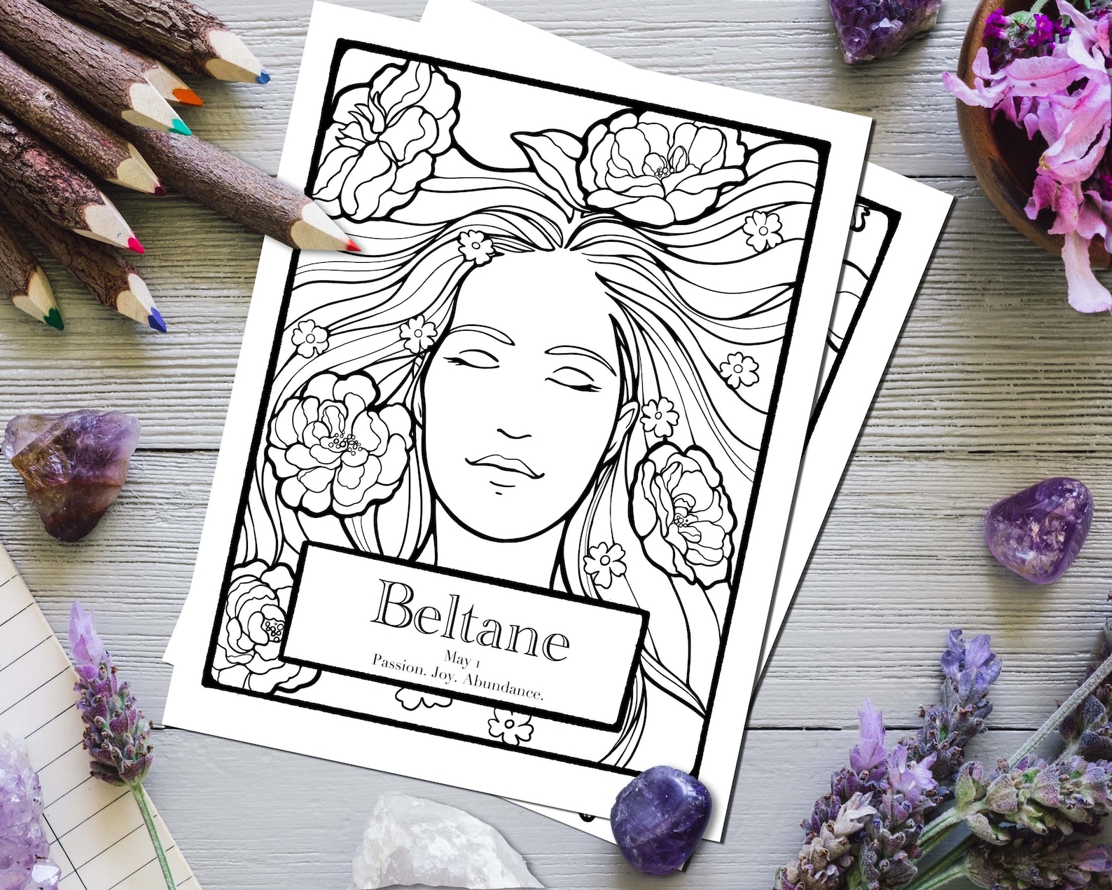 Beltane Coloring Page May Day Sabbath Wheel of the Year | Etsy
