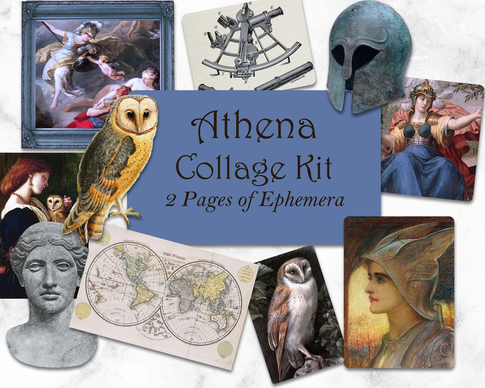 Athena Ephemera, Goddess Collage Sheets, Scrapbook Art (digital ...