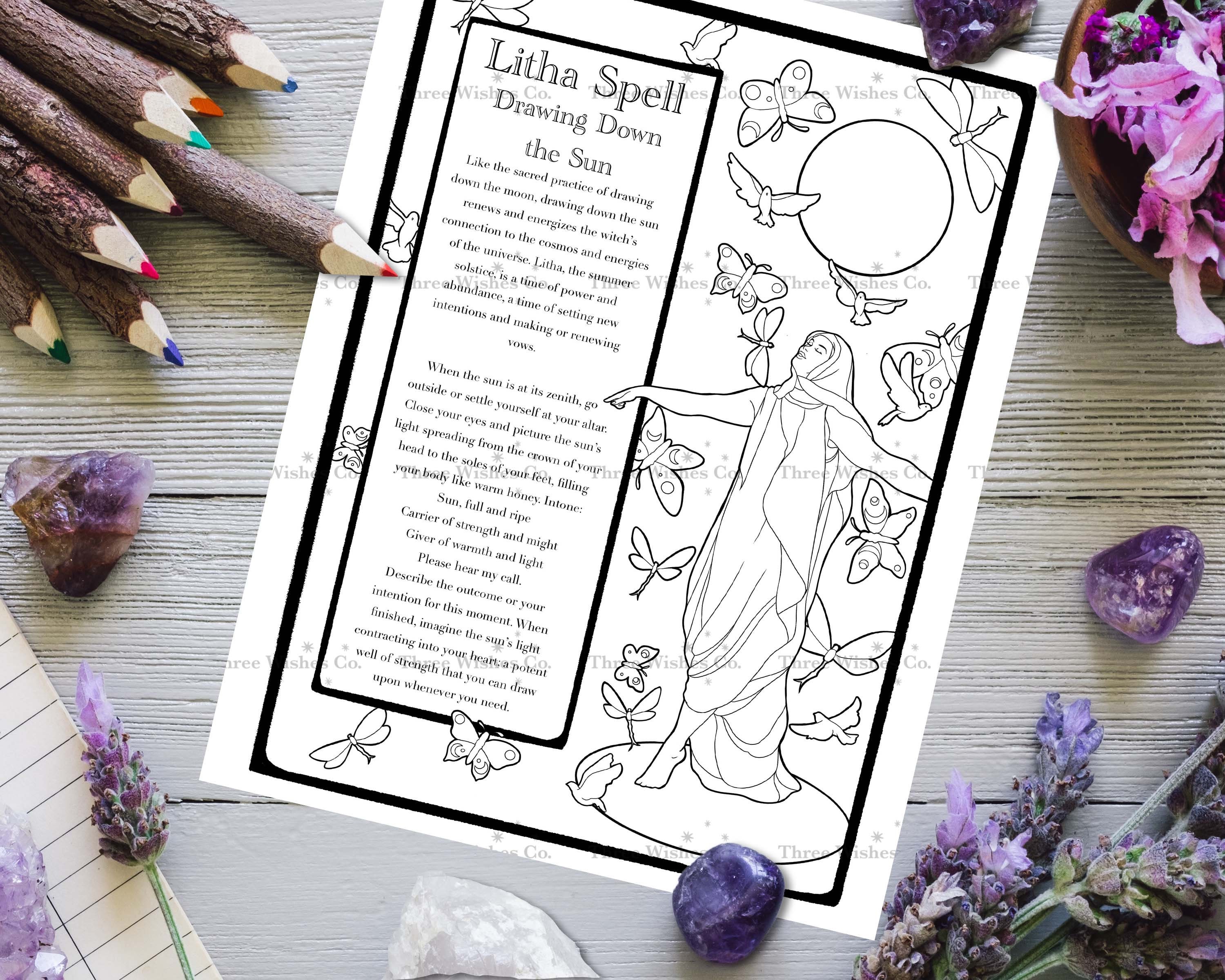 Litha Sabbat Wheel of the Year Coloring Pages Book of | Etsy