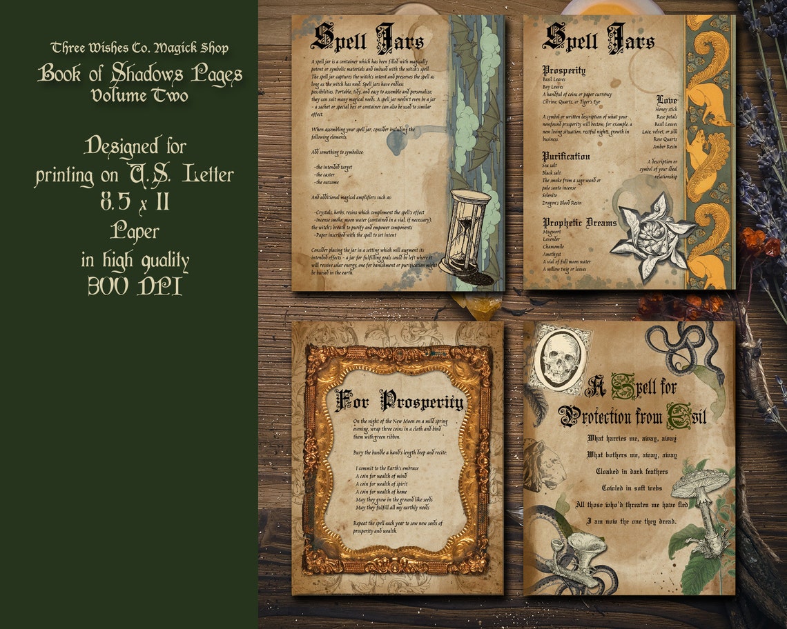 Book of Shadows Pages, Vol Two, Grimoire, Witch Ideas, Spell Book ...