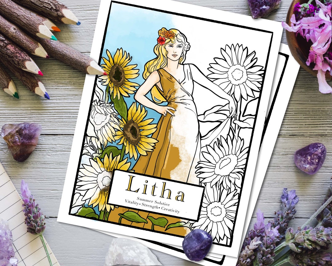 Litha, Sabbat, Wheel of the Year, Coloring Pages, Book of Spells, Wicca ...
