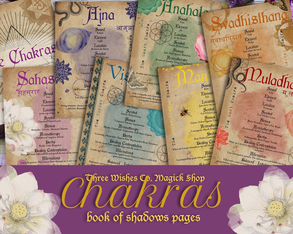 Chakra Book of Shadows Pages, Yoga Printables, Scrapbook, Chakras ...