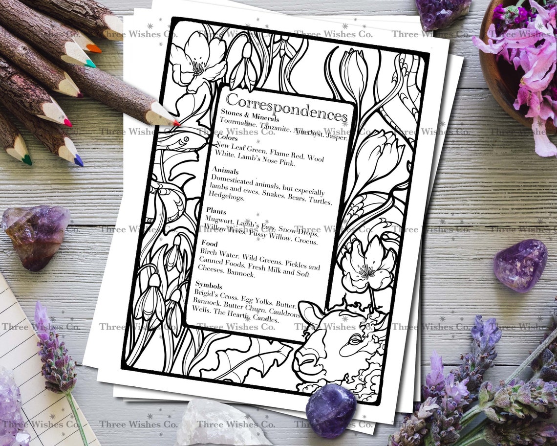 Imbolc Coloring Page Candlemas Sabbat Wheel of the Year | Etsy