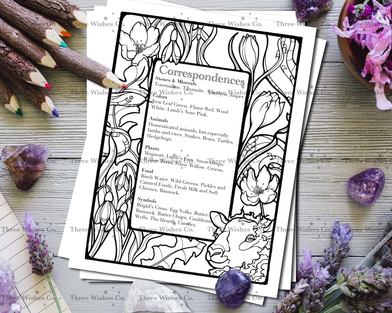 Imbolc Coloring Page Candlemas Sabbat Wheel of the Year | Etsy