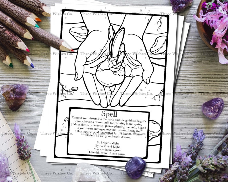 Imbolc Coloring Page Candlemas Sabbat Wheel of the Year | Etsy