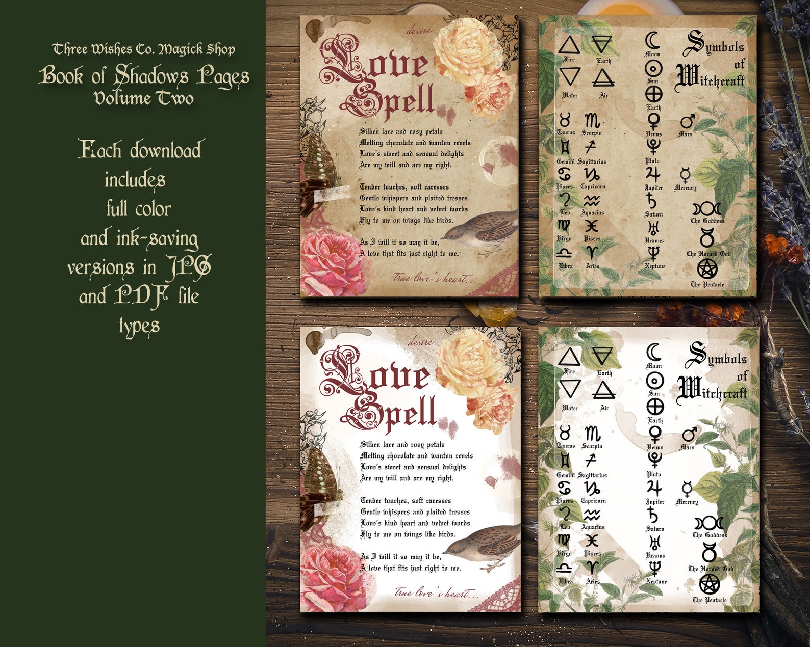 Book of Shadows Pages, Vol Two, Grimoire, Witch Ideas, Spell Book ...