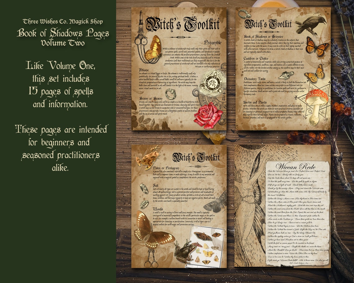 Book of Shadows Pages, Vol Two, Grimoire, Witch Ideas, Spell Book ...