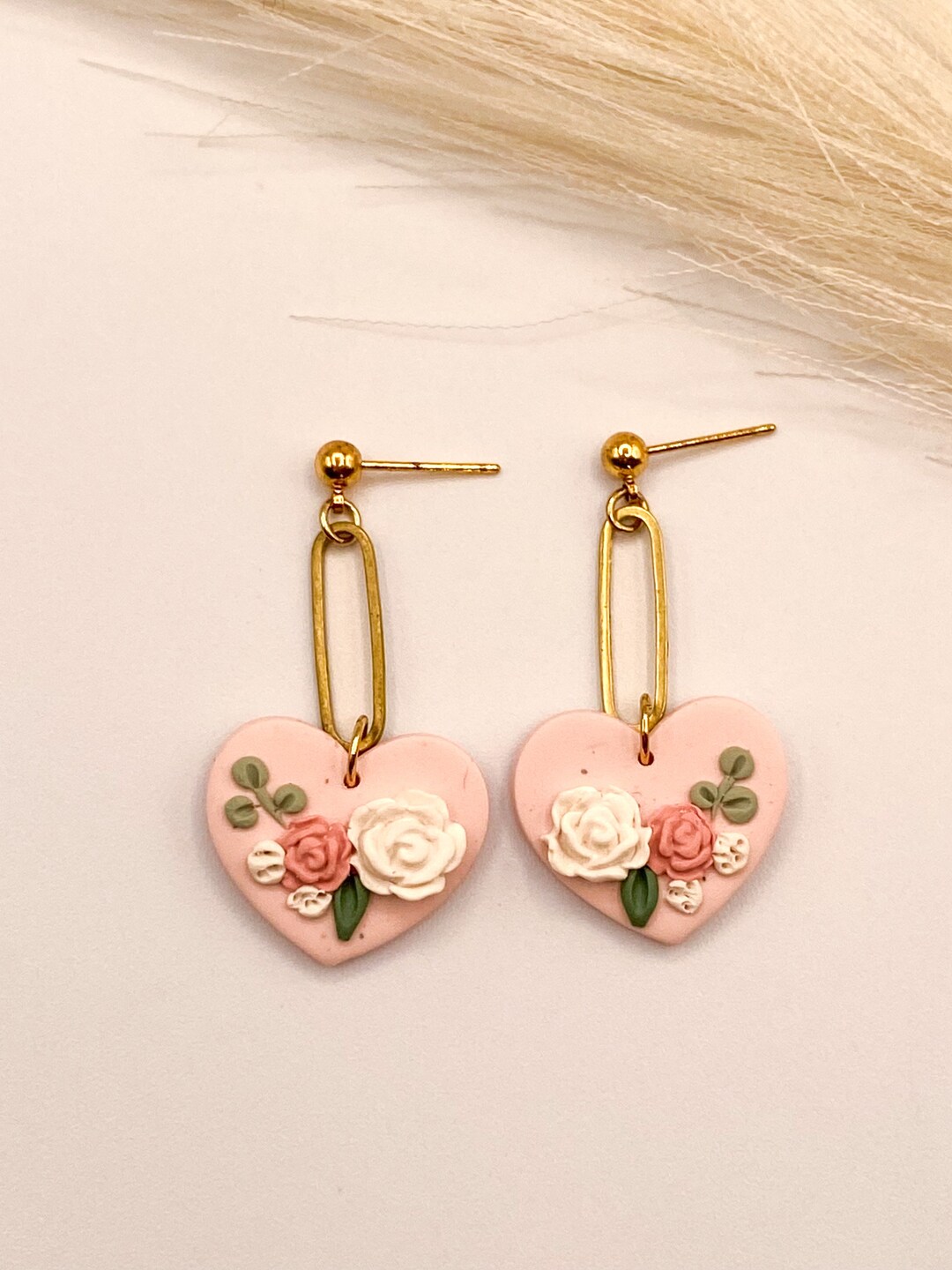 Harriet Long Heart Earrings- Valentines Earrings, Valentines Clay ...